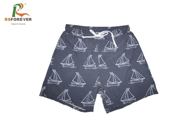Fabric 4 Way Stretch Boys Board Shorts Little Boat Design Plus Size ...